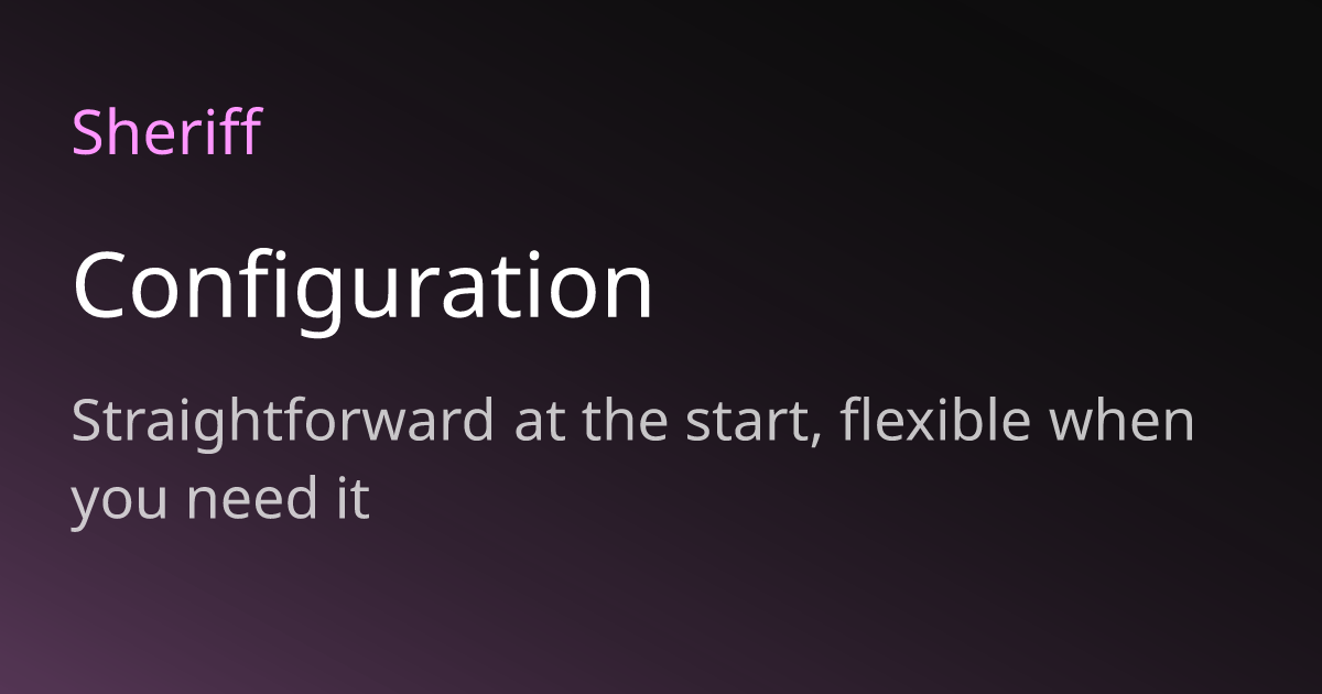 Configuration | Sheriff