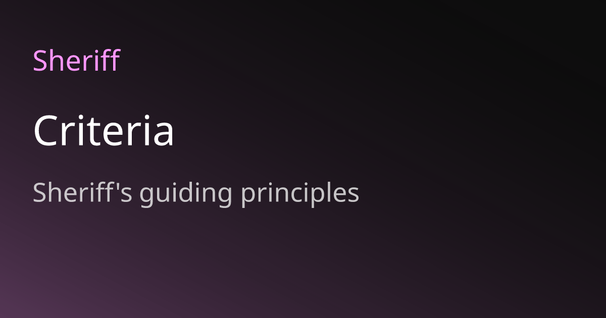 Criteria | Sheriff